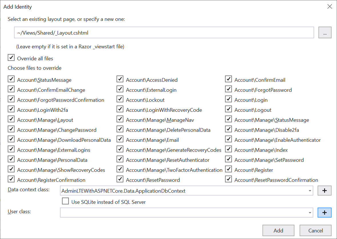 Integration with Identity in AdminLTE project - PureSourceCode