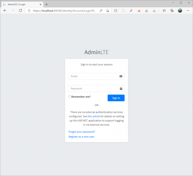 Integration with Identity in AdminLTE project - PureSourceCode