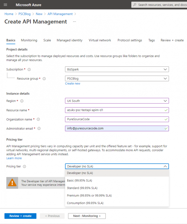 How to use an Azure API Management Service - PureSourceCode