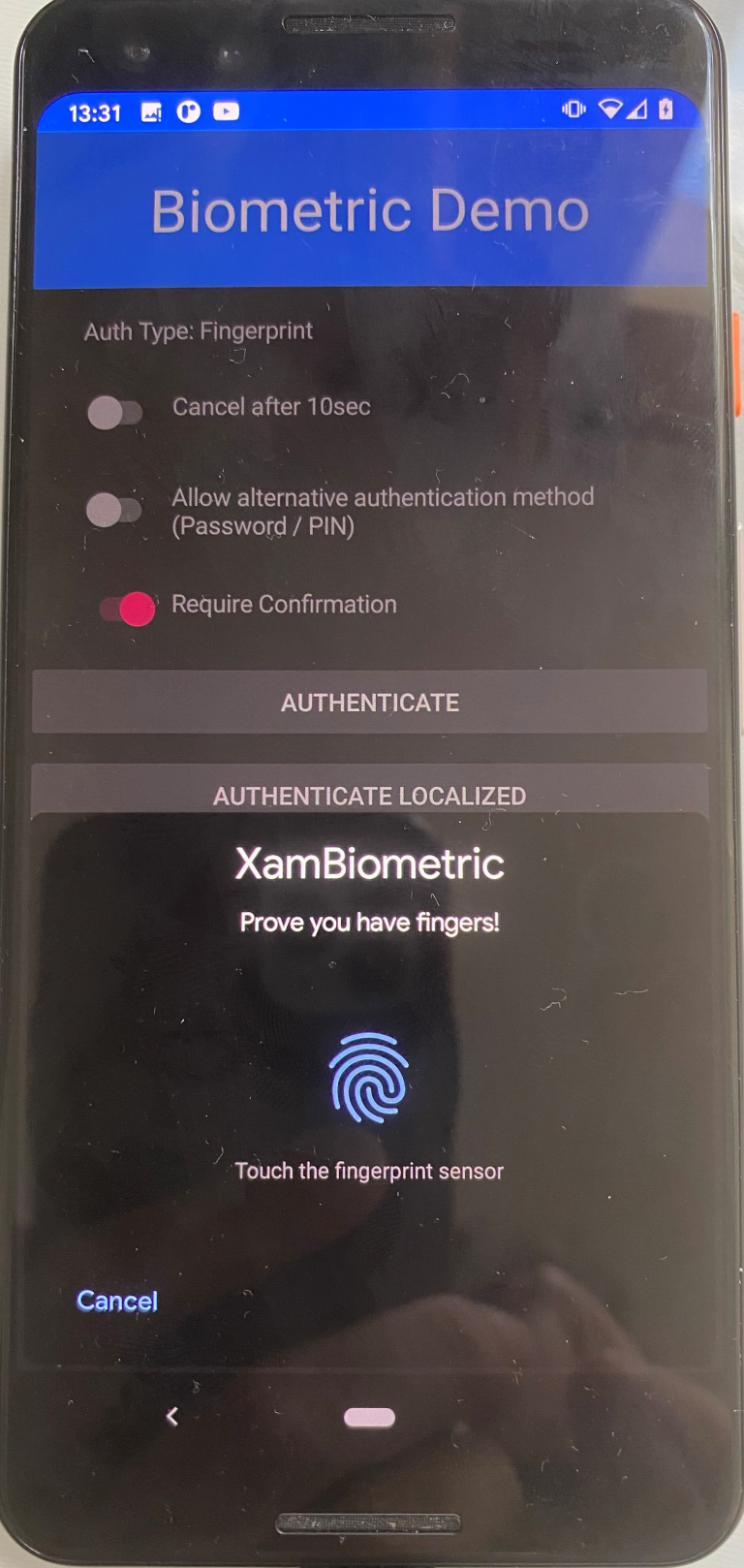 Using biometric identification in Xamarin Forms - PureSourceCode