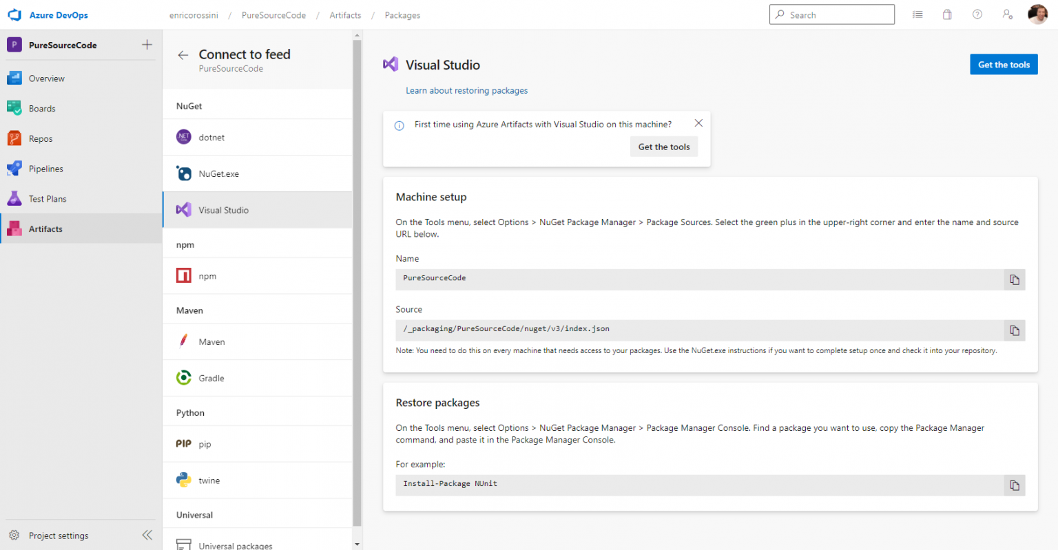 NuGet package with Azure DevOps - PureSourceCode